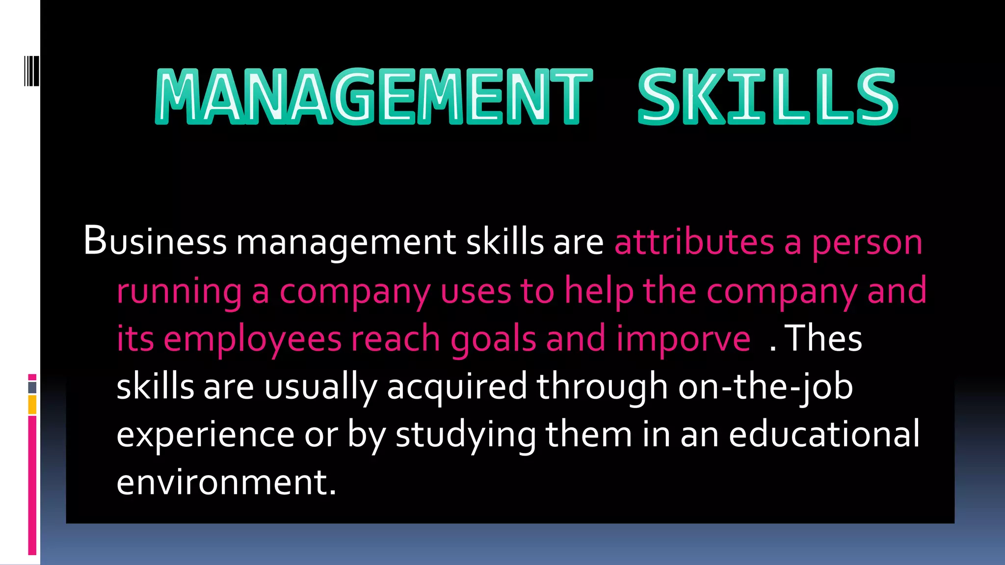 BUSINESS MANAGEMENT SKILLS & FUNCTIONS | PPTX