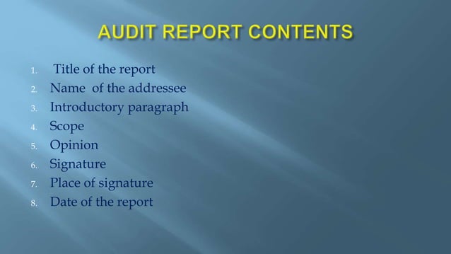 Audit report | PPTX | Business Accounting & Finance | Business