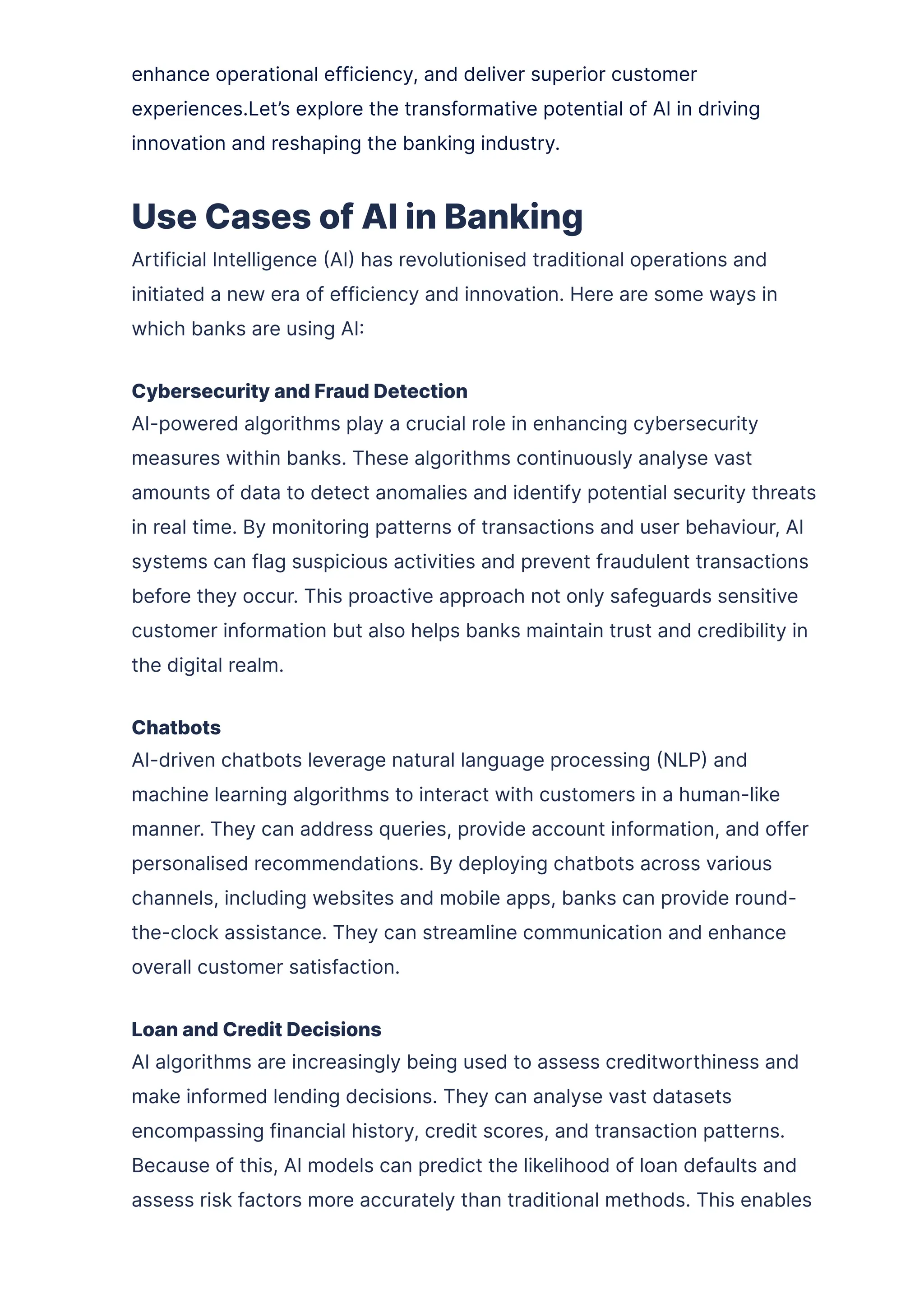 AI in Banking: Transforming Banks with Artificial Intelligence | PDF