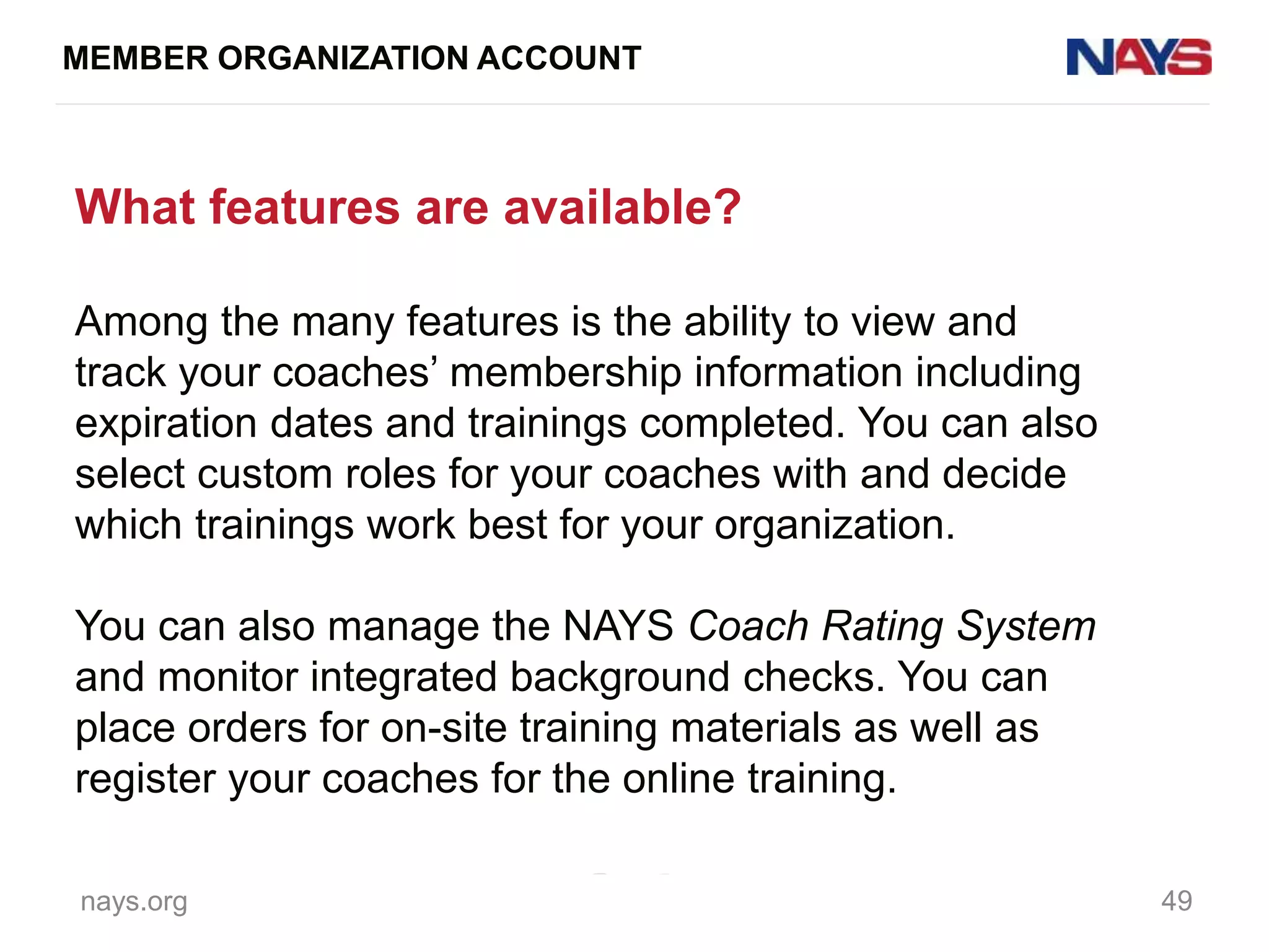 NAYS Member Organization Reference Guide | PPSX
