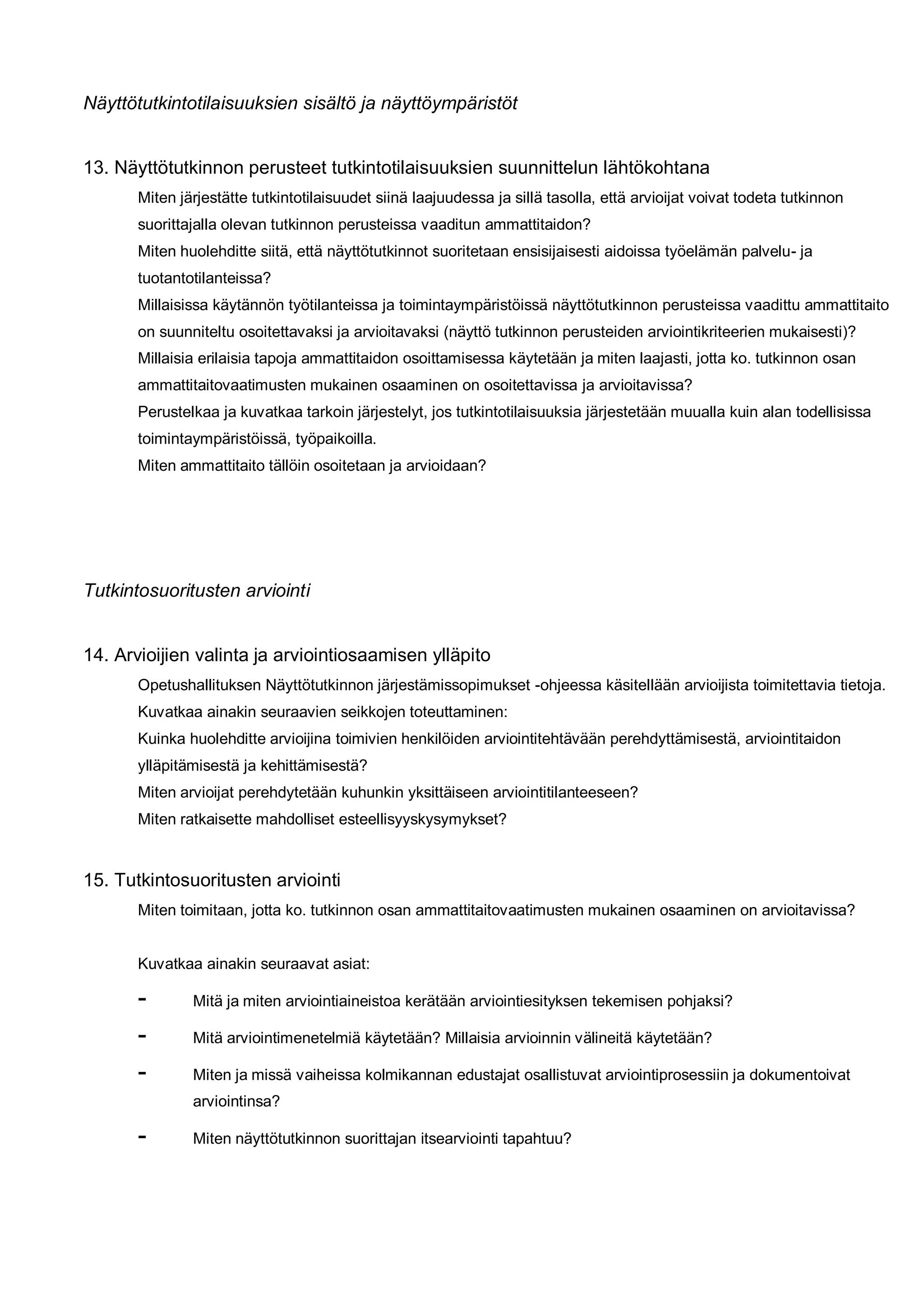 Nayttotutkinnon jarjestamissuunnitelman sisalto | PDF