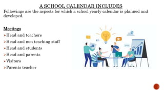 Yearly calendar for school activities and Assigning role to staff | PPTX