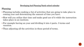 Yearly calendar for school activities and Assigning role to staff | PPTX