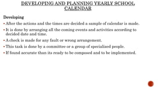 Yearly calendar for school activities and Assigning role to staff | PPTX
