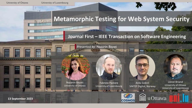 Metamorphic Testing For Web System Security Ppt