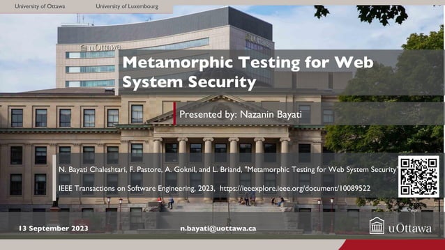 Metamorphic Testing for Web System Security | PPT