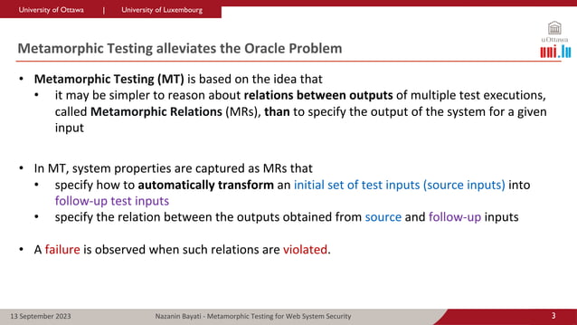 Metamorphic Testing For Web System Security Ppt