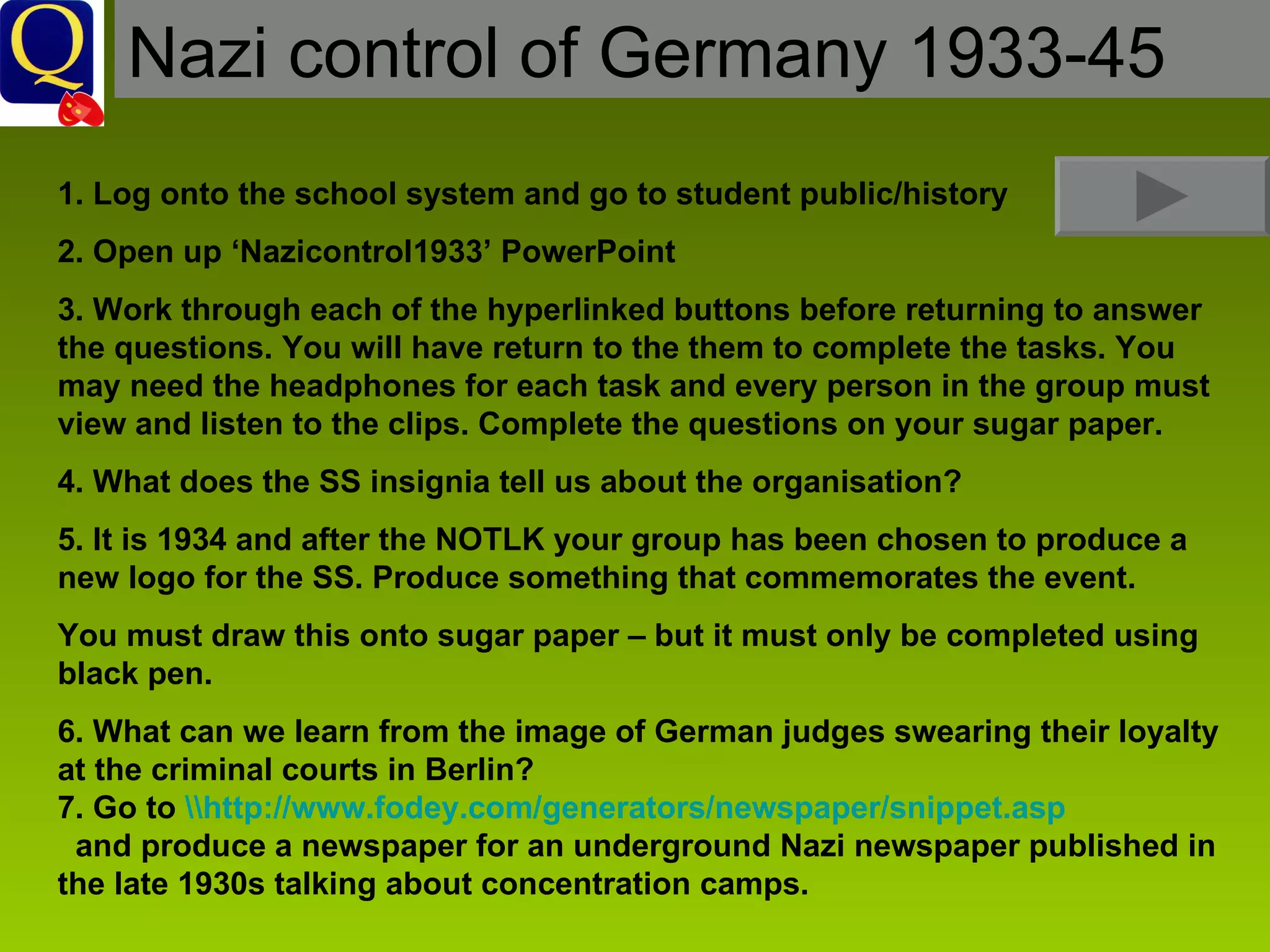 Nazi control in 1933 | PPT