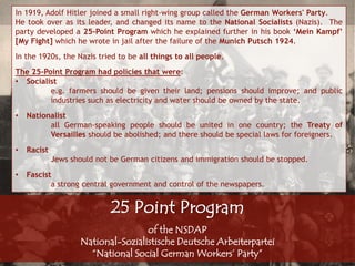 The ‘25 Point Program’ of the NSDAP National-Sozialistische Deutsche ...