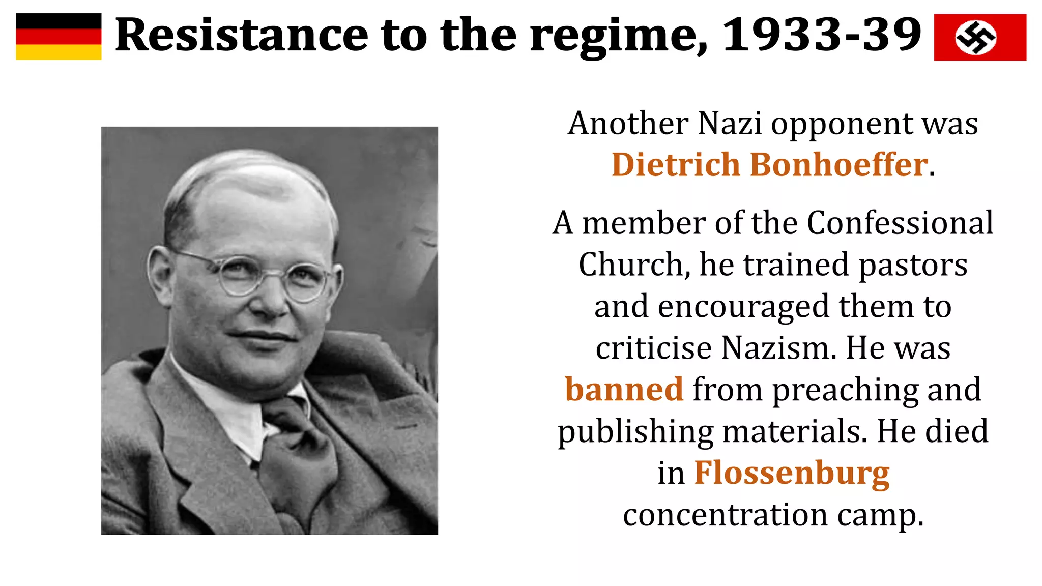 Nazi germany - resistance from the churches | PPTX