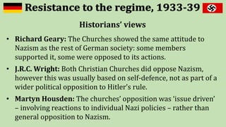 Nazi germany - resistance from the churches | PPTX
