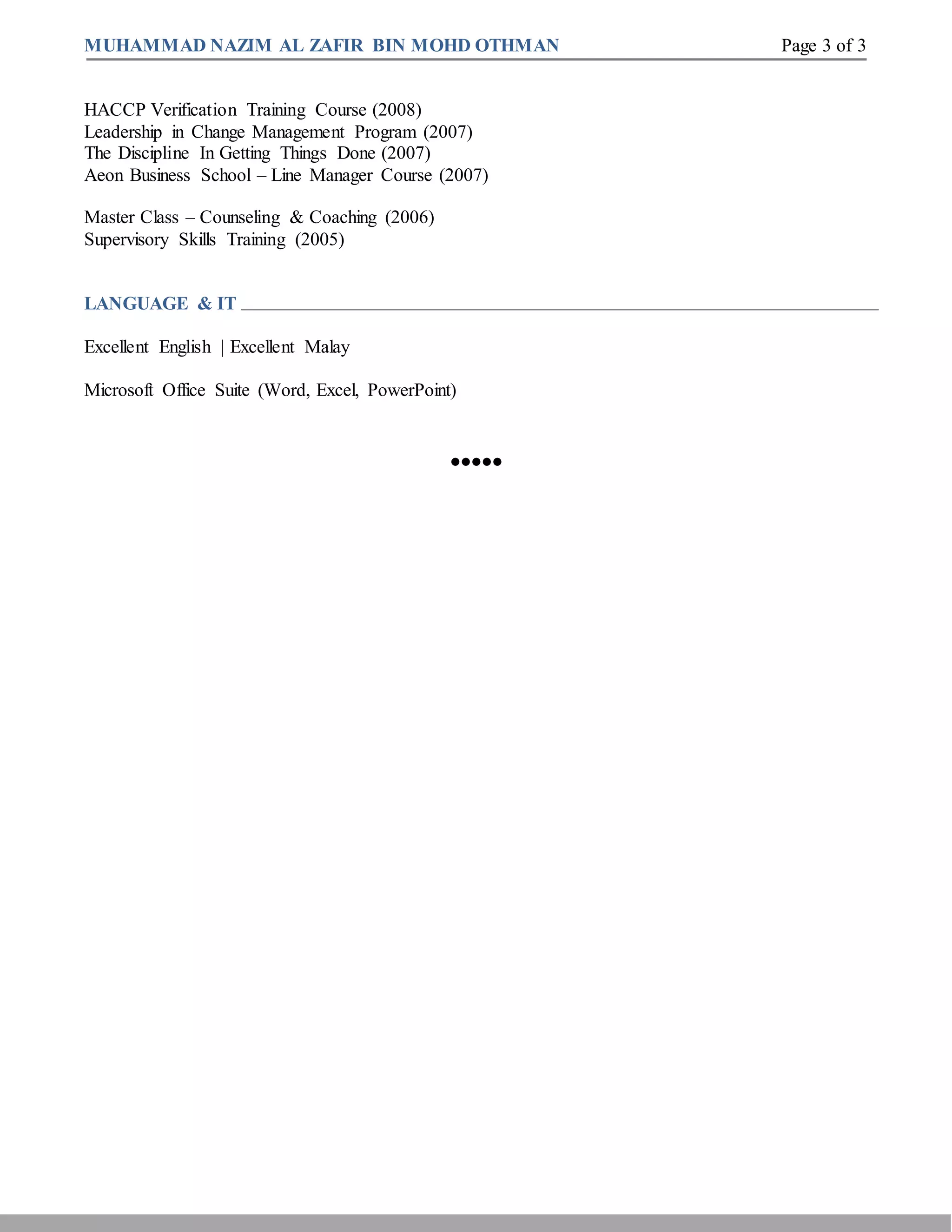 Muhammad Nazim Al Zafir resume | DOCX