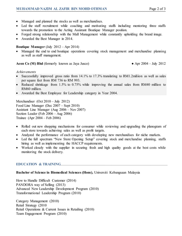 Muhammad Nazim Al Zafir resume | DOCX