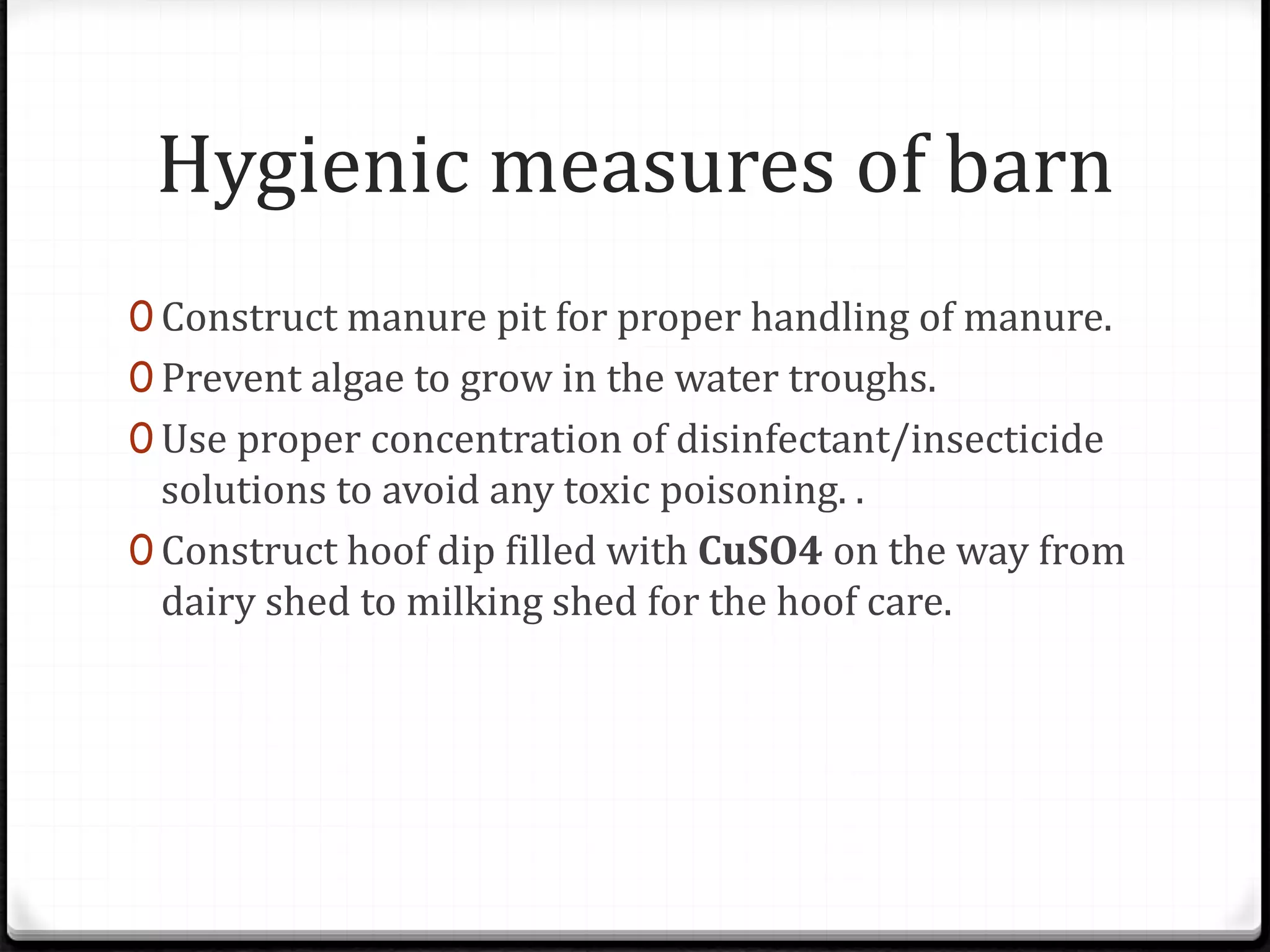 Cleaning and sanitization of dairy barn | PPTX