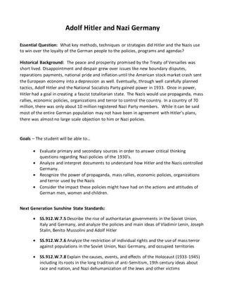 Nazi policies lesson | DOCX | Politics