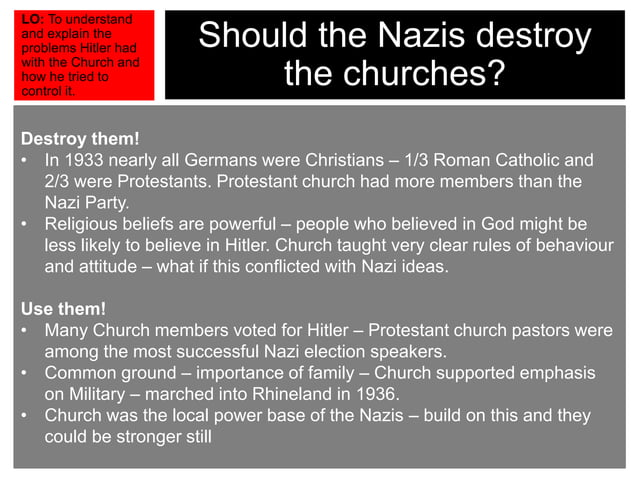 Nazi Policies Towards the Church | PPTX | Christianity | Religion ...