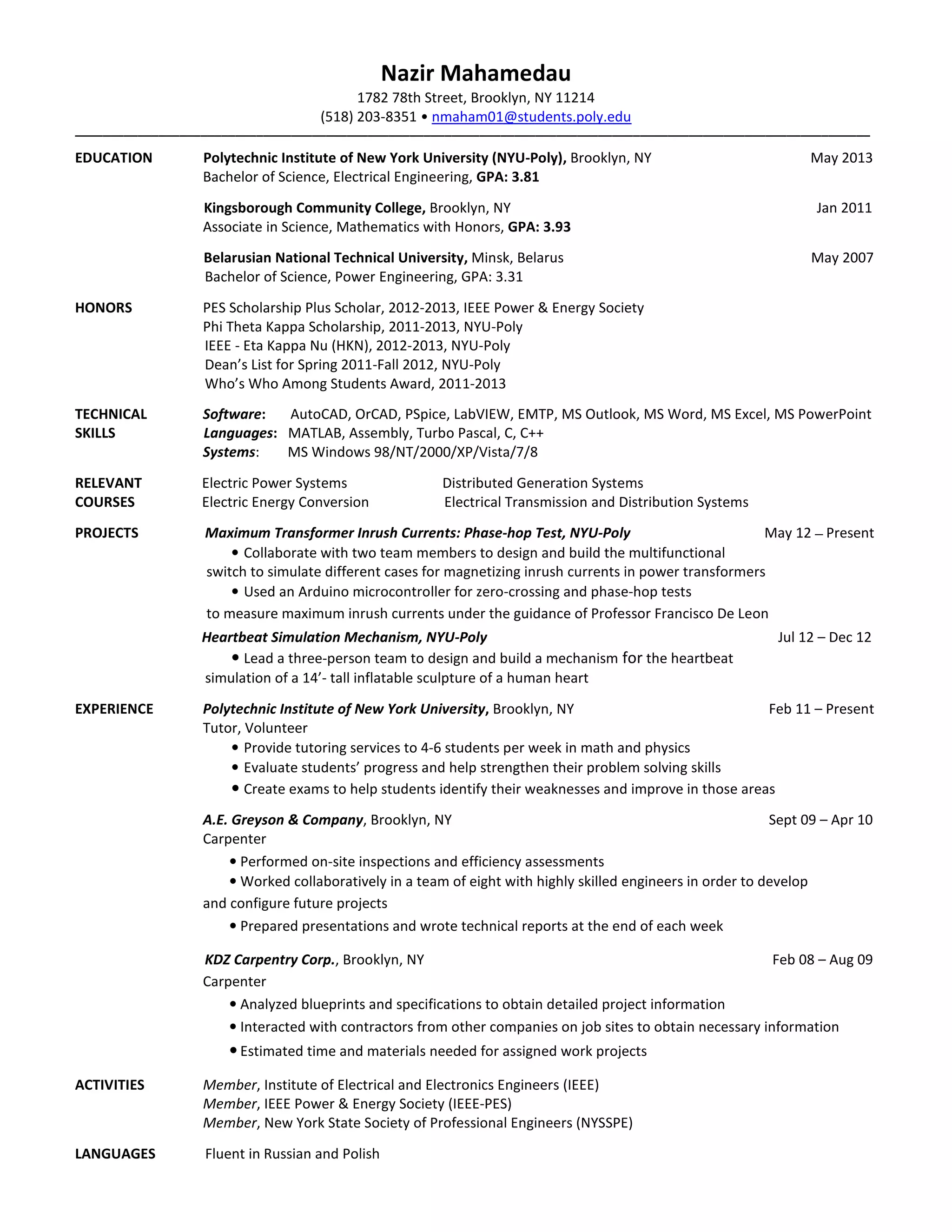 Nazir Mahamedau Resume | PDF | Computer Software and Applications ...