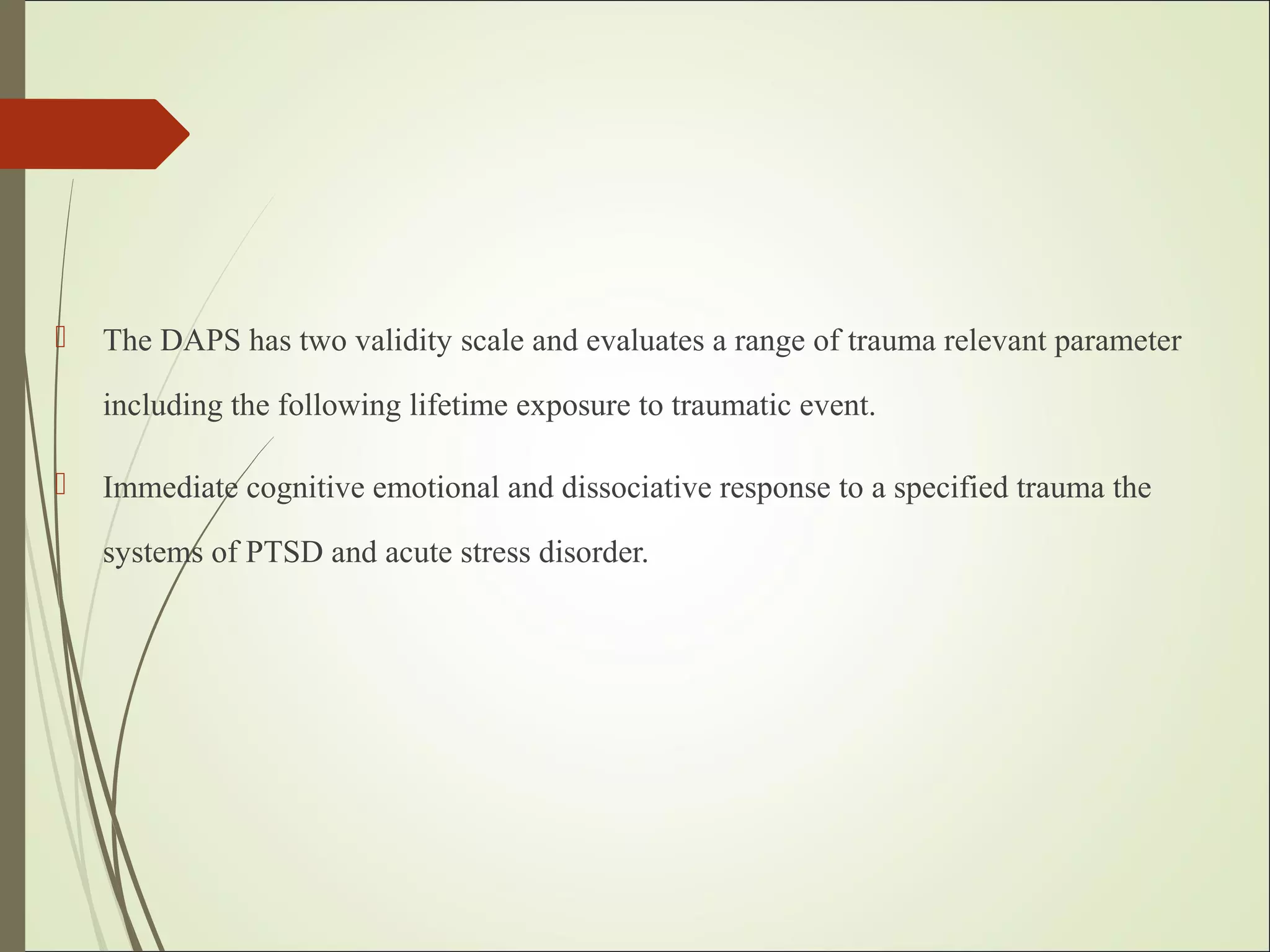 detailed assessment of post traumatic stress | PPT