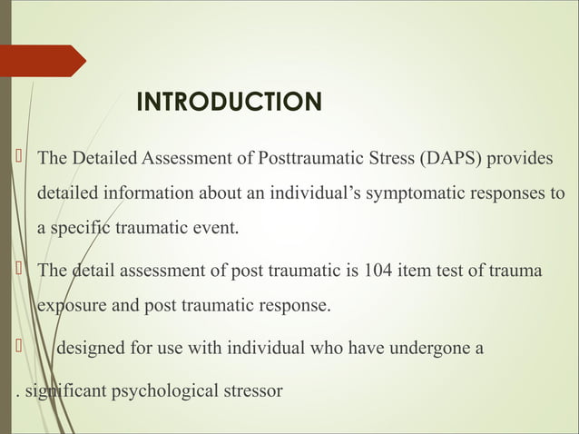 detailed assessment of post traumatic stress | PPT | Medical Health
