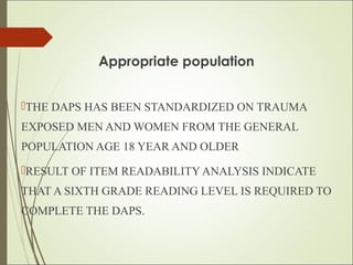 detailed assessment of post traumatic stress | PPT
