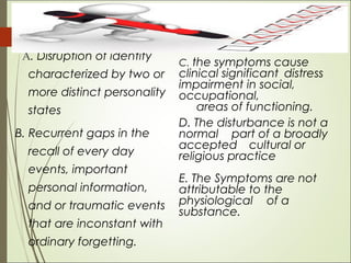 somatic symptoms disorder and dissociation disoder | PPT