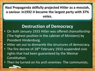 Nazism and rise of Hitler class 9th CBSE By Harsha Grover | PPTX