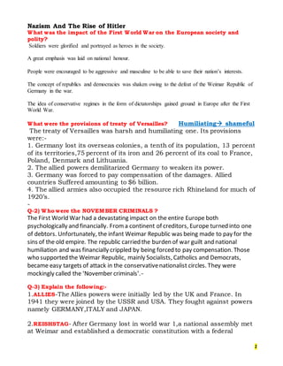 Nazism and the rise of hitler | PDF