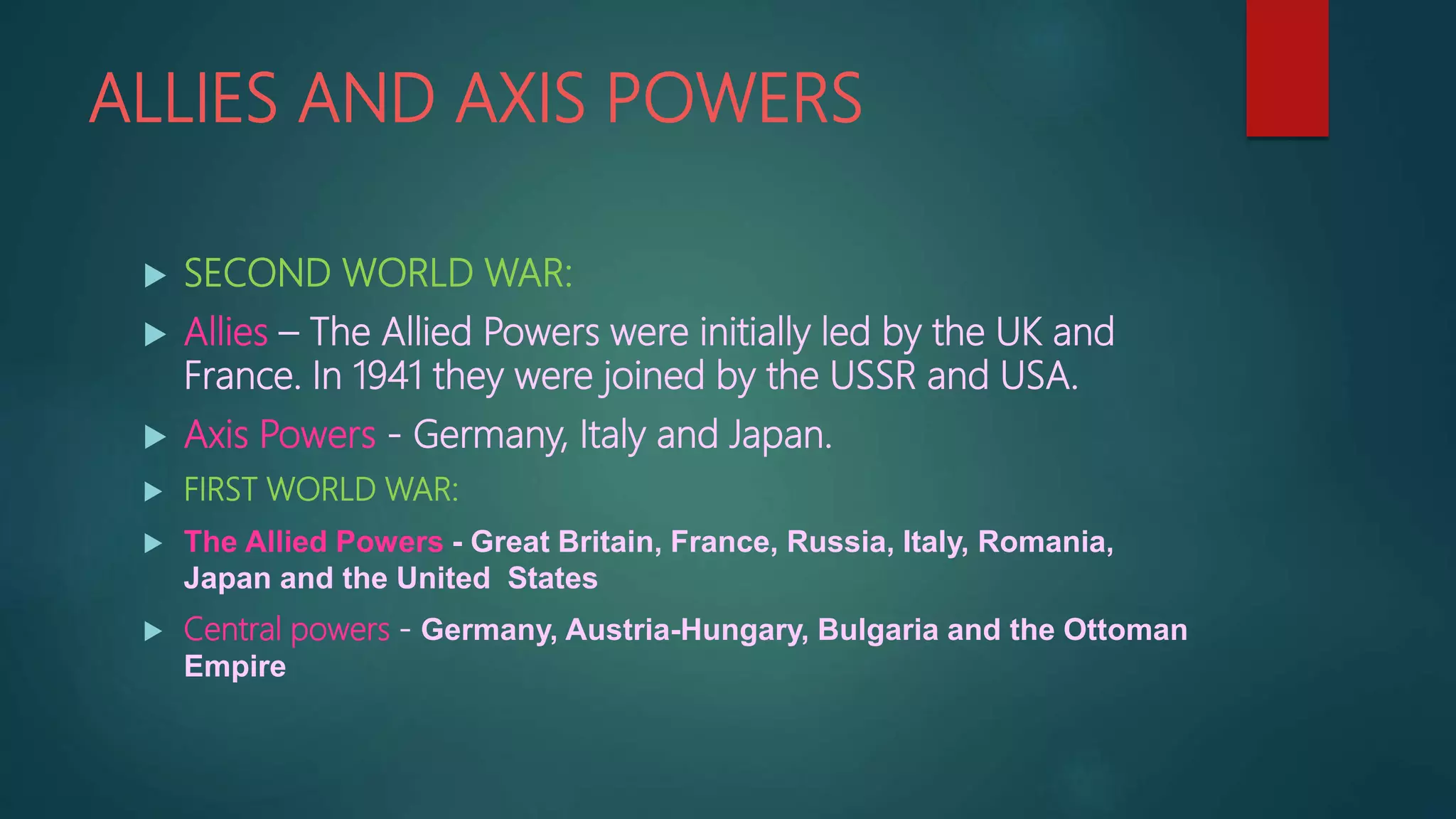 World War 2 Allies And Axis Powerpoint
