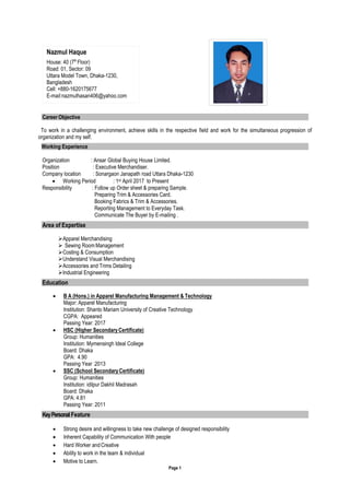Resume of Nazmul hasan | PDF