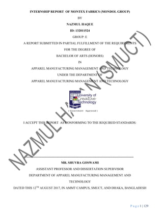 Intern report montex fabrics (Mondol Group) by "NAZMUL HASAN" | PDF
