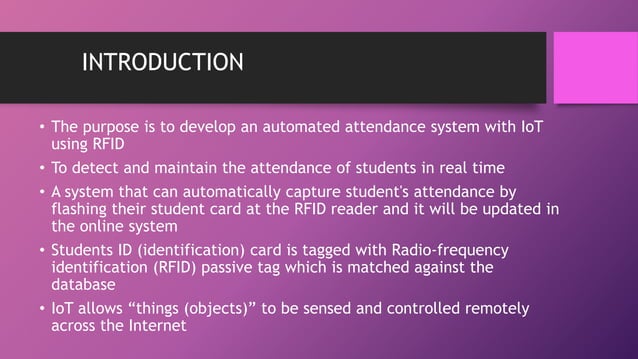 Attendance System using RFID | PPTX