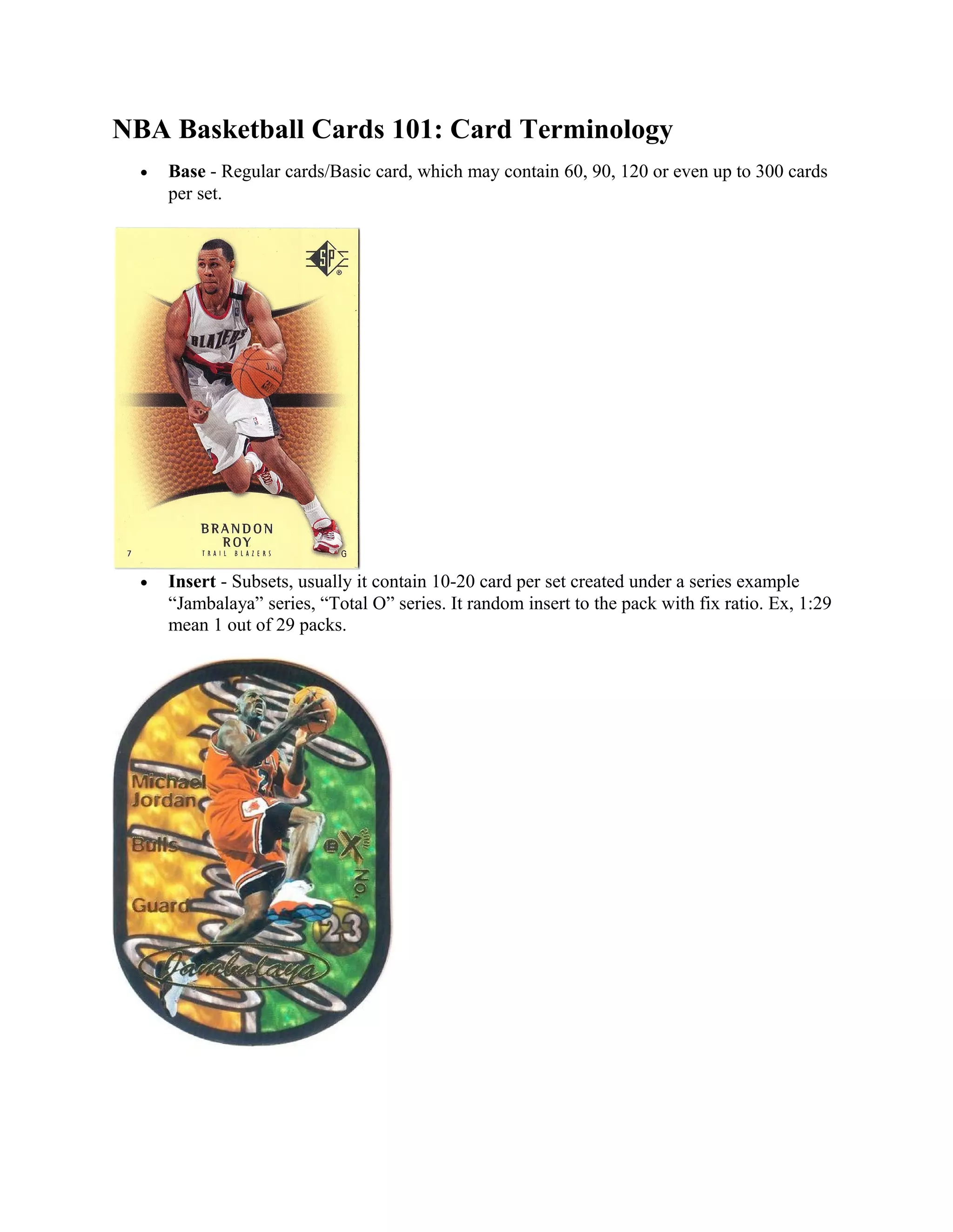 Nba basketball cards 101 card terminology | DOC