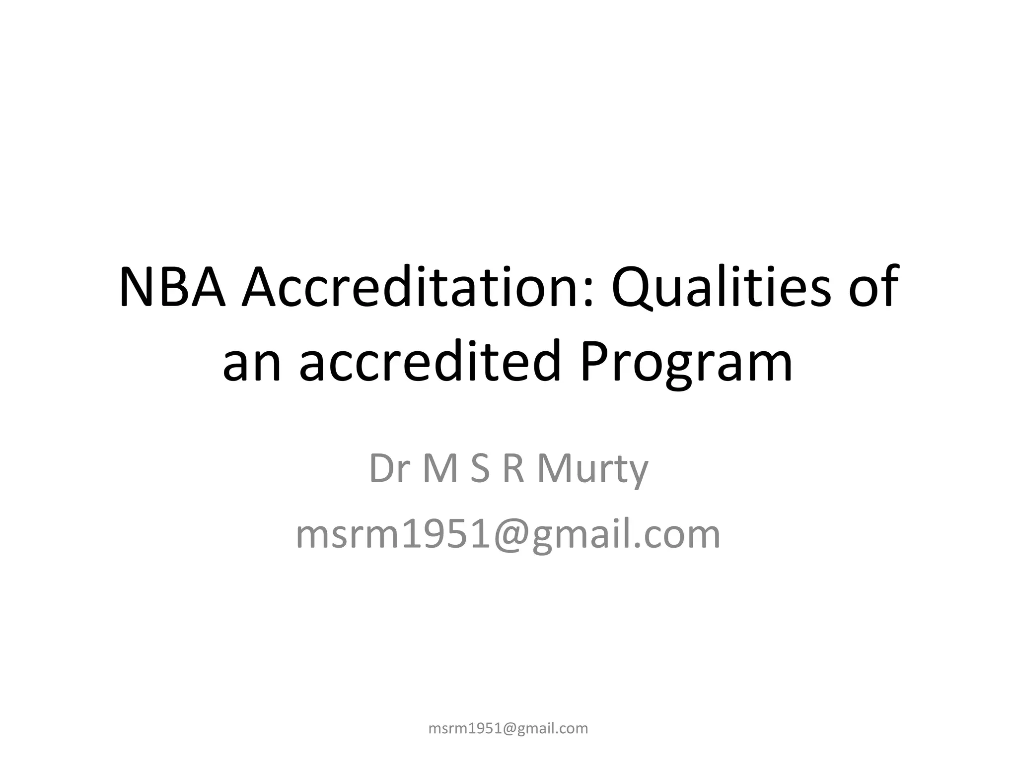 Qualities of an NBA Accredited Program | PPT