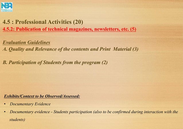 NBA criteria 3 and 4 for Tier 1 institute | PDF