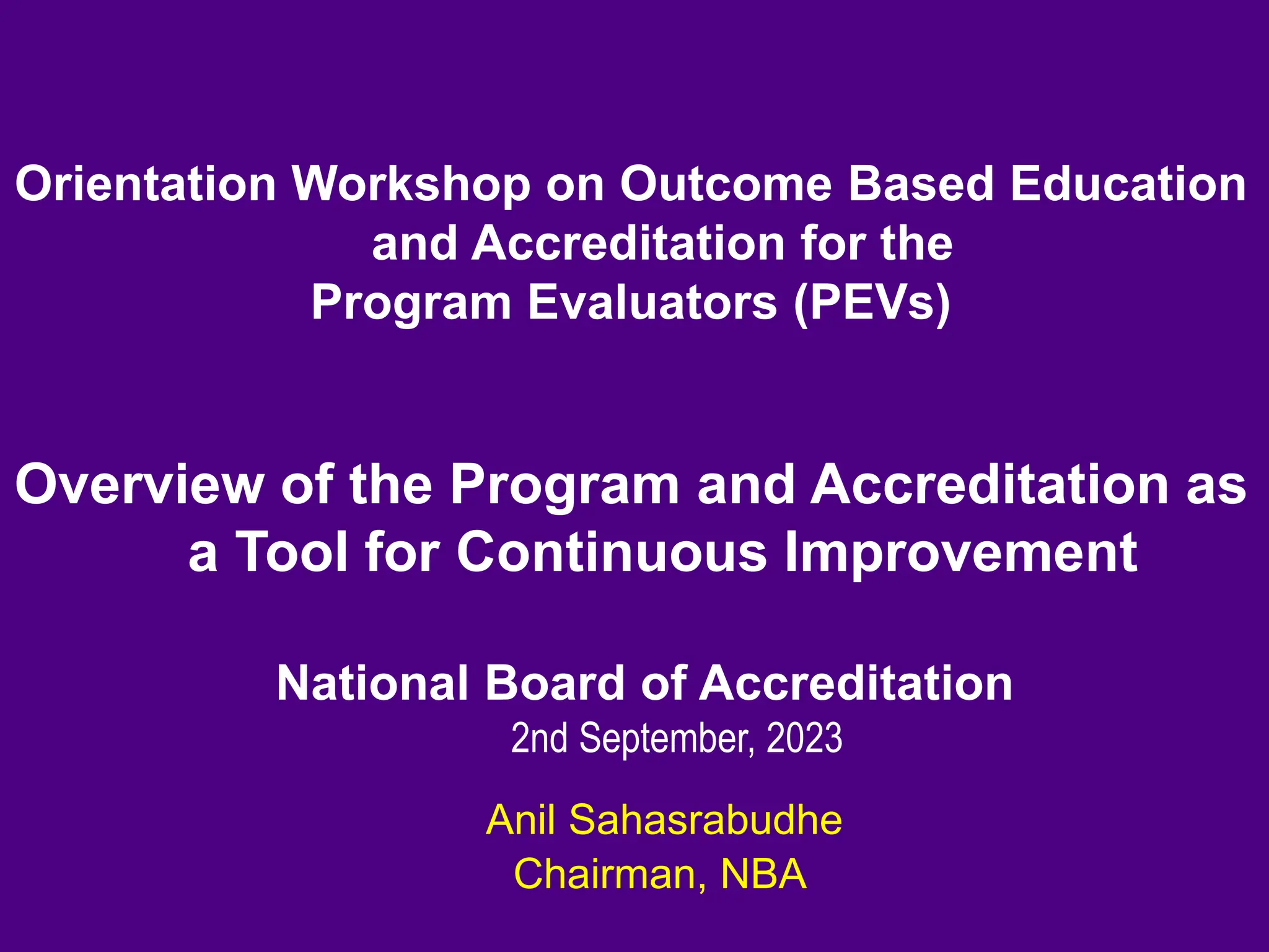 National Board of Accreditation workshop | PPTX