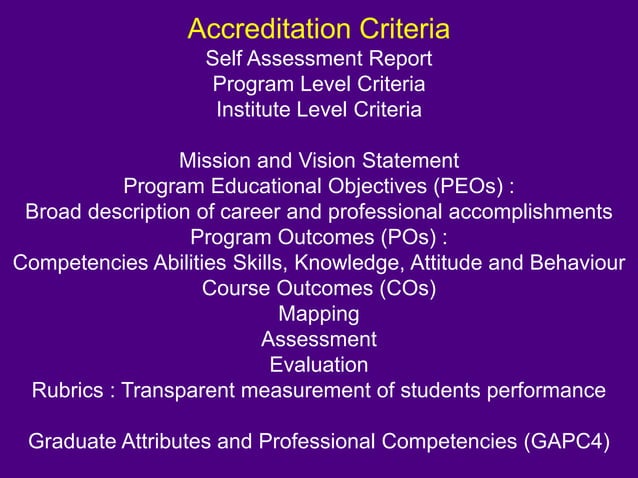 National Board of Accreditation workshop | PPTX | Professional School ...