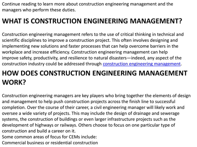 WHAT IS CONSTRUCTION ENGINEERING MANAGEMENT? | PPTX