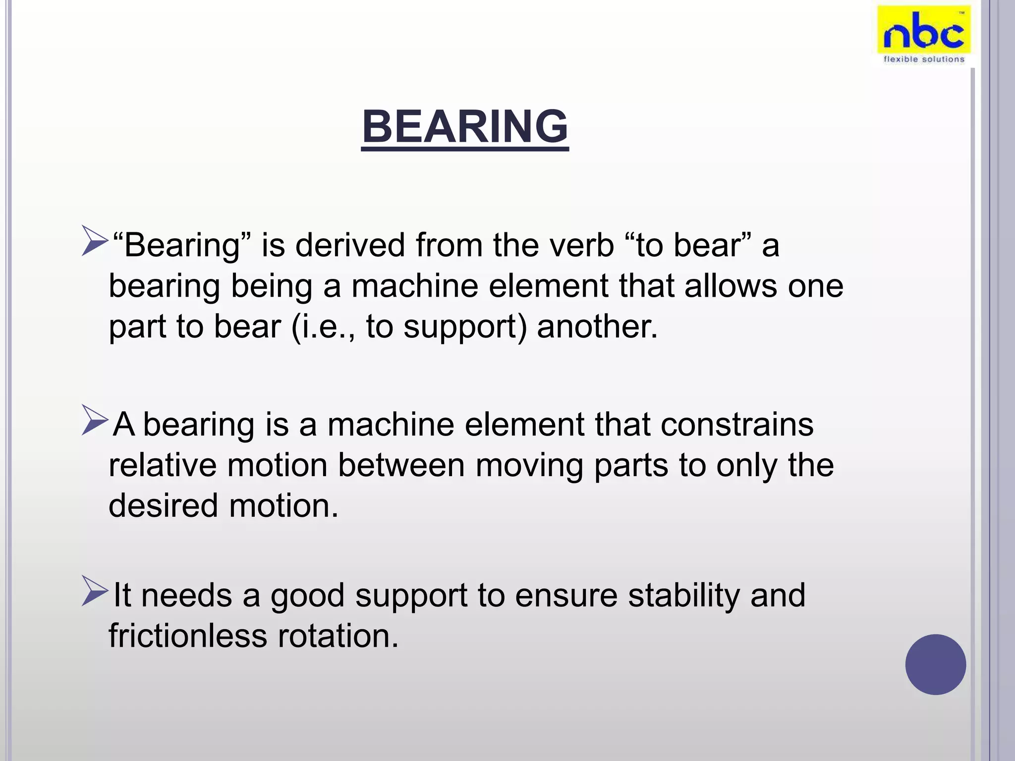 Nbc bearing presentation(spherical bearing) 2016 | PPTX