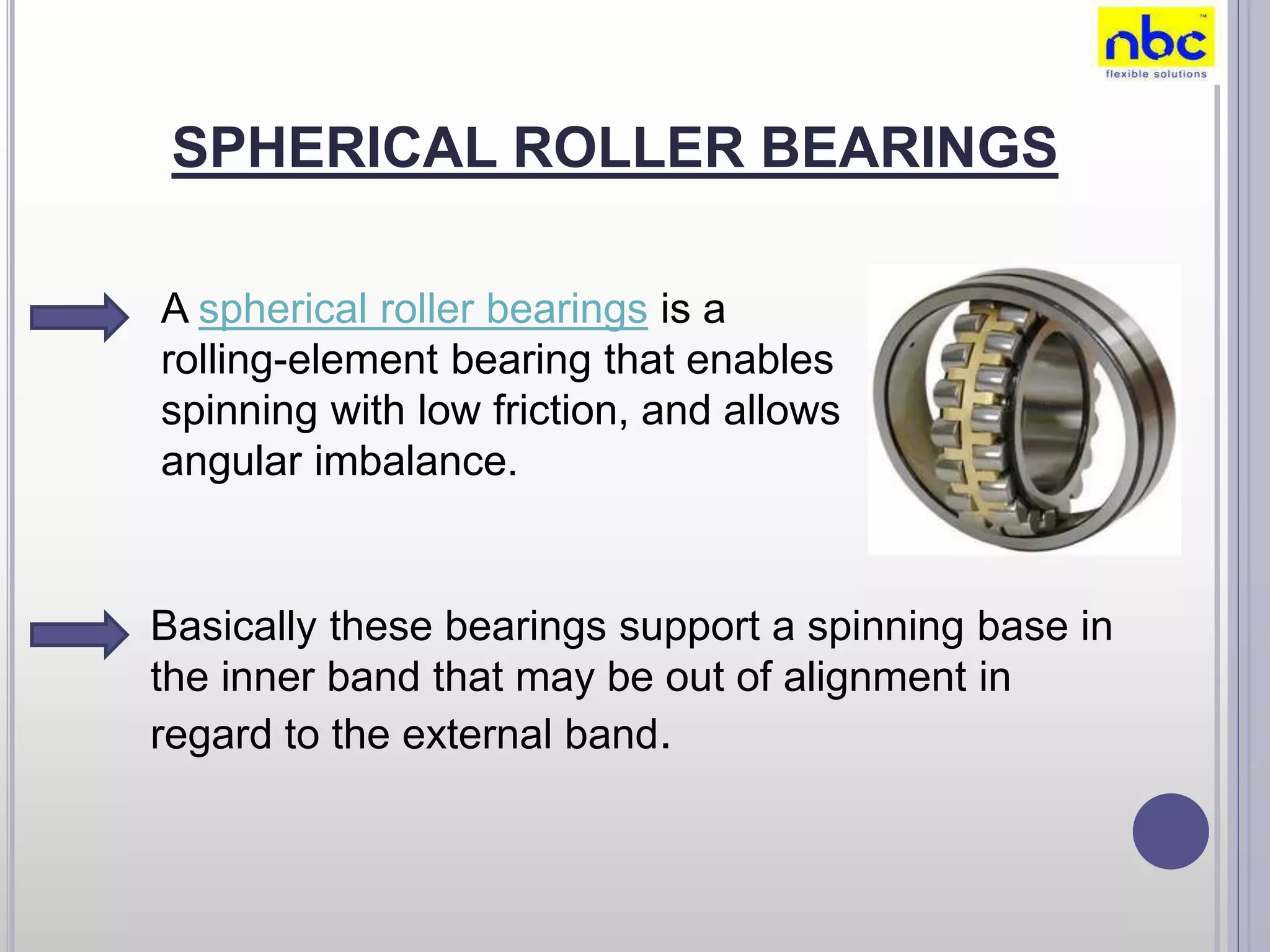 Nbc bearing presentation(spherical bearing) 2016 | PPTX