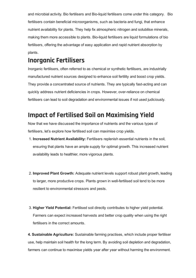Balancing Act: Navigating the Terrain of Fertiliser Application | PDF