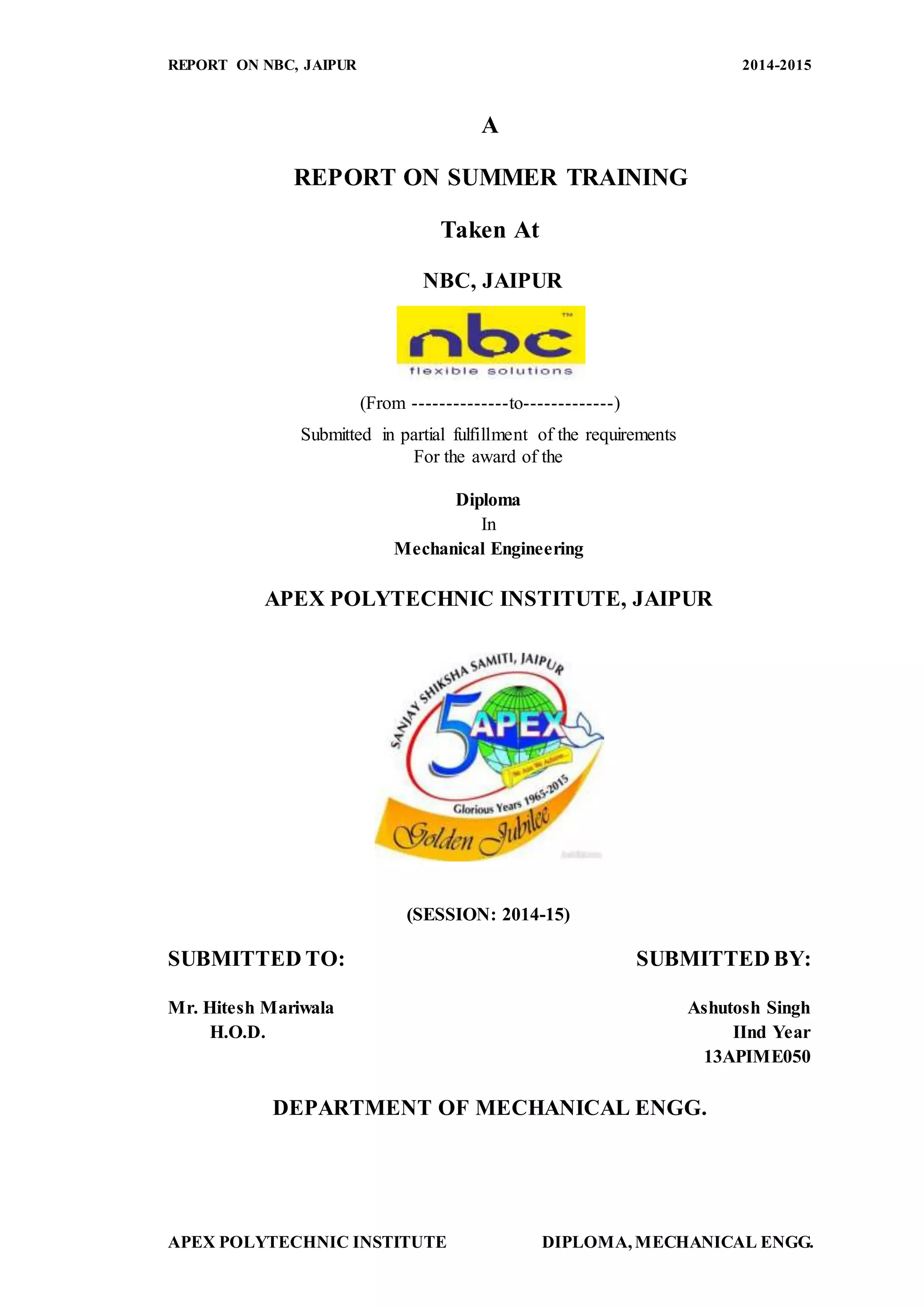 Nbc training report on railway bearing(spherical bearing) | DOCX ...