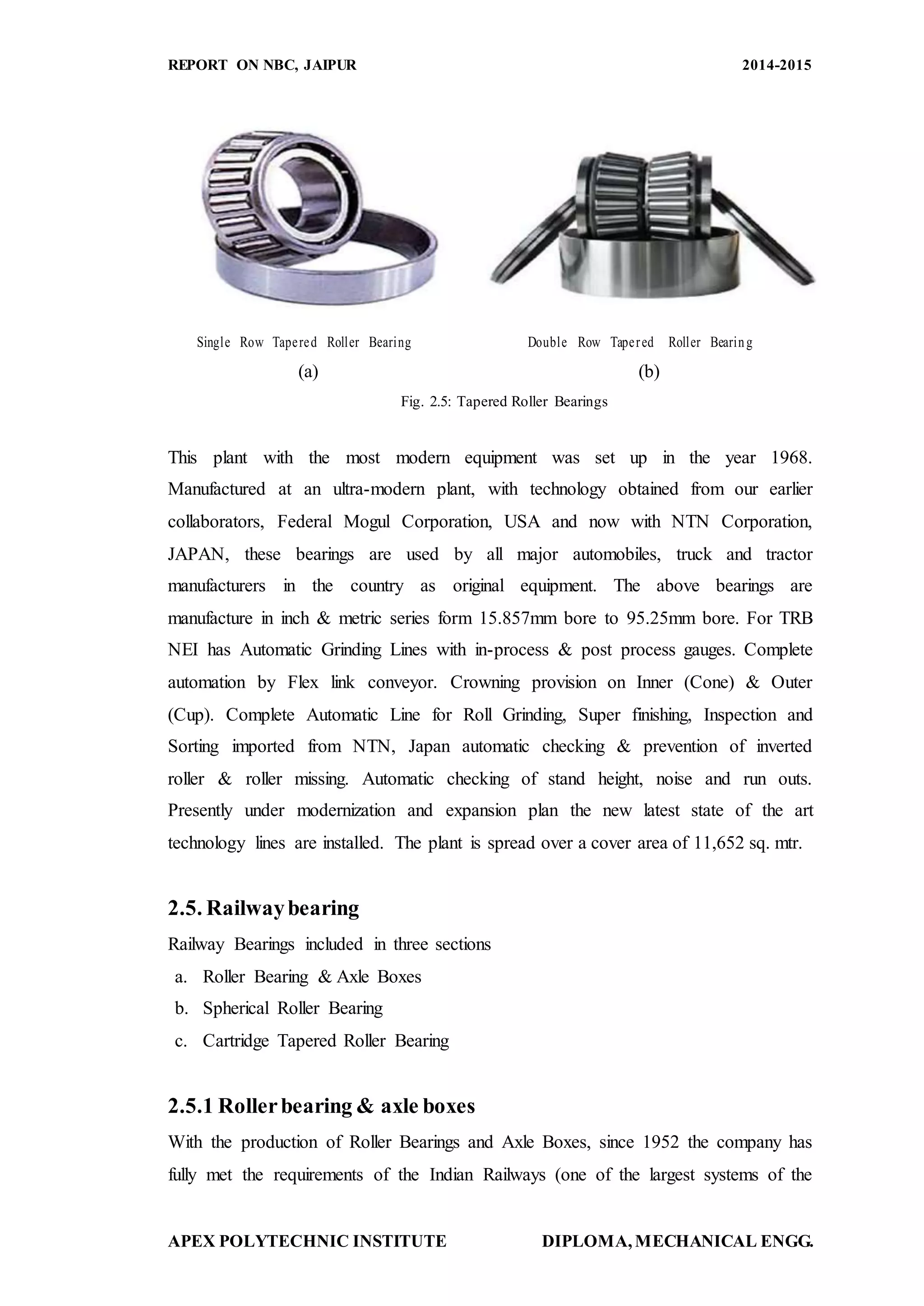 Nbc training report on railway bearing(spherical bearing) | DOCX ...