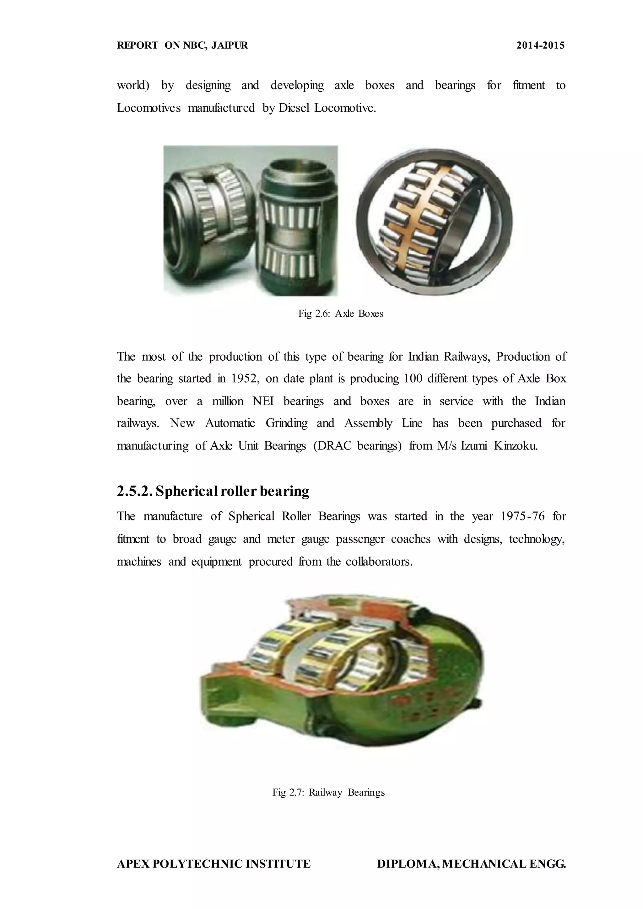 Nbc training report on railway bearing(spherical bearing) | DOCX ...