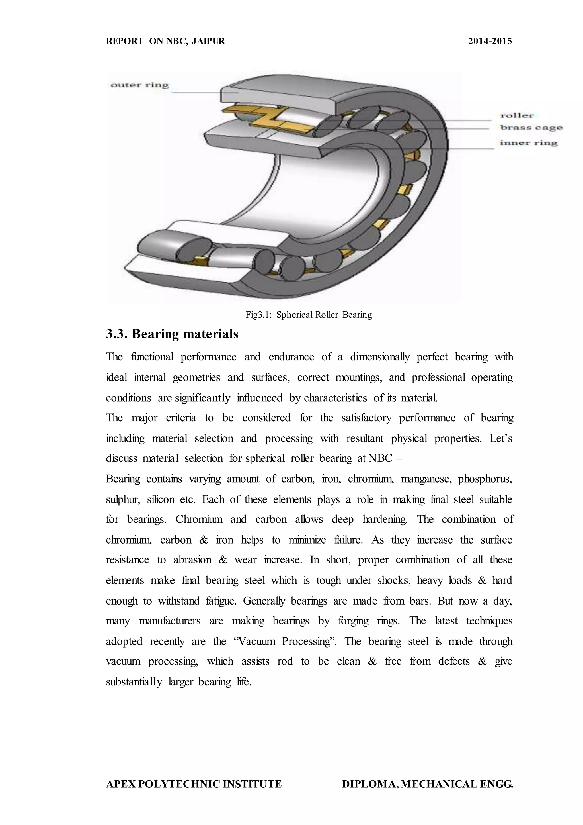 Nbc training report on railway bearing(spherical bearing) | DOCX ...