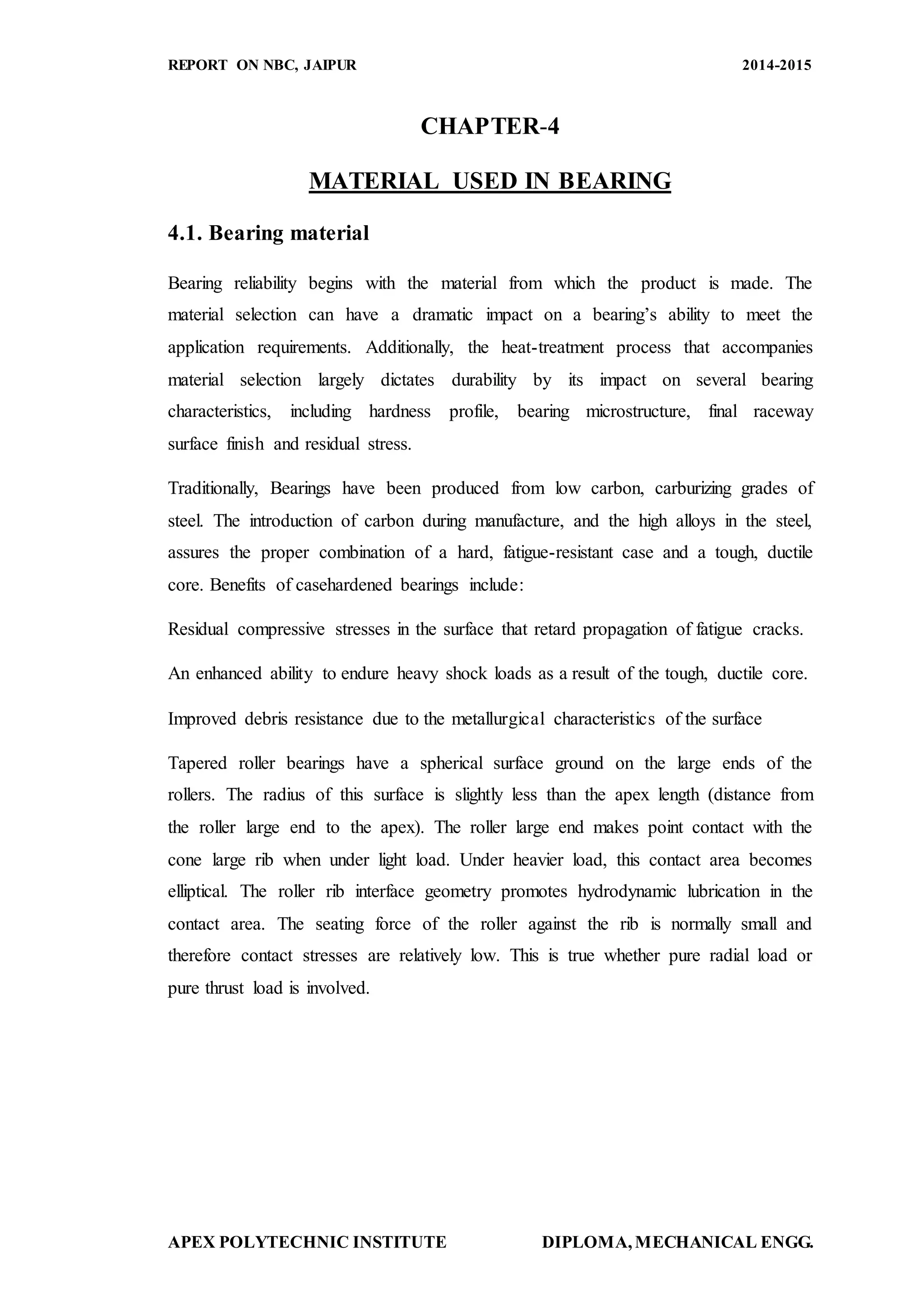 Nbc training report on railway bearing(spherical bearing) | DOCX ...