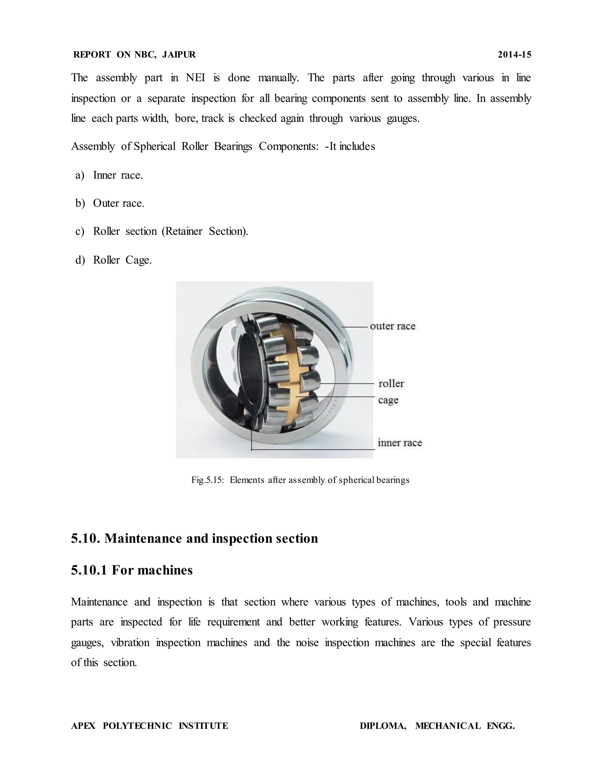 Nbc training report on railway bearing(spherical bearing) | DOCX ...