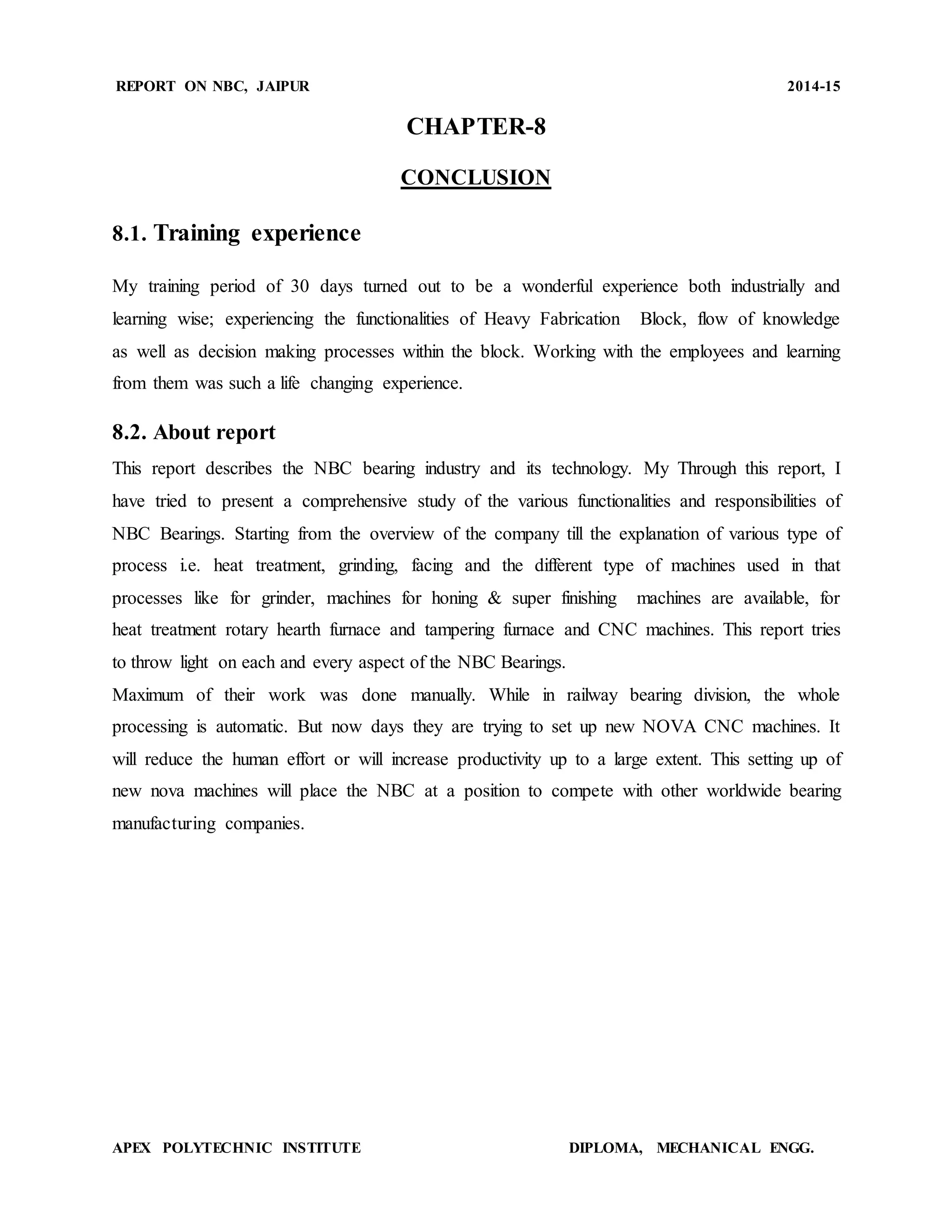 Nbc training report on railway bearing(spherical bearing) | DOCX ...
