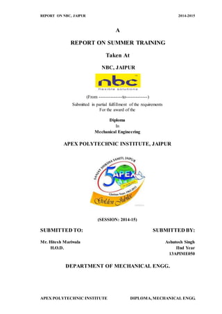 Nbc training report on railway bearing(spherical bearing) | DOCX ...