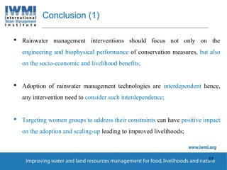 Assessment of farmers’ adoption of rainwater management technology in the Blue Nile Basin | PPT