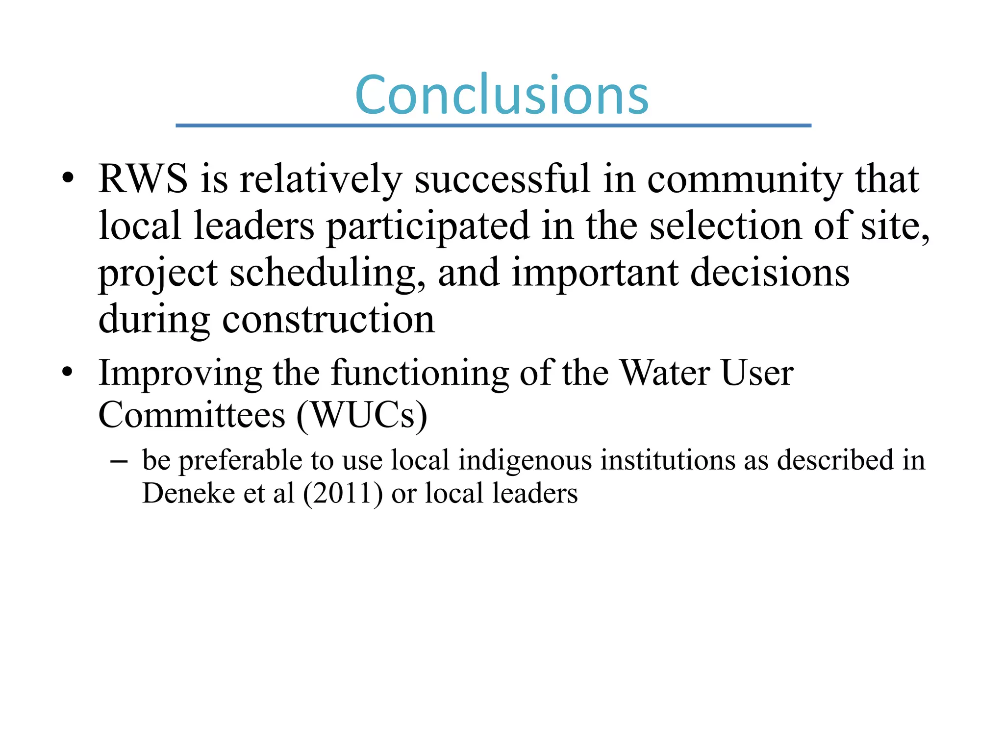Factors in sub-optimum performance of rural water supply (RWS) systems ...